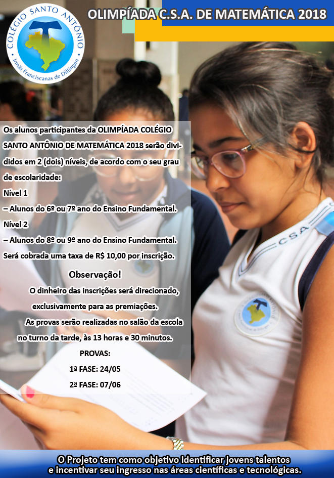 Oimpiada de matematica-2018 - Colégio Santo AntônioColégio Santo Antônio